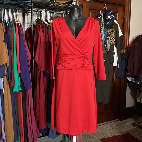 The Paragon | Dresses | The Paragon Red Ruched Waist Dress Formal New ...